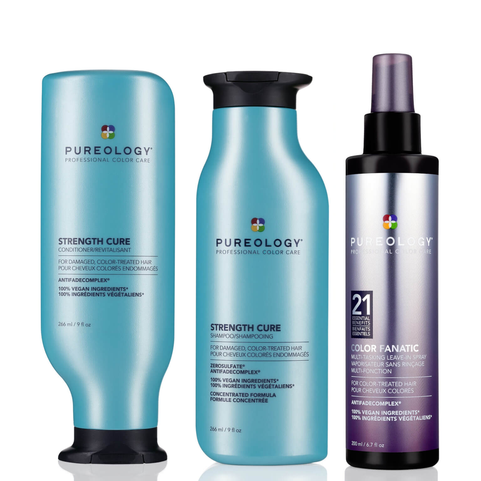 Pureology Strength Cure Shampoo, Conditioner & Colour Fanatic Trio ...